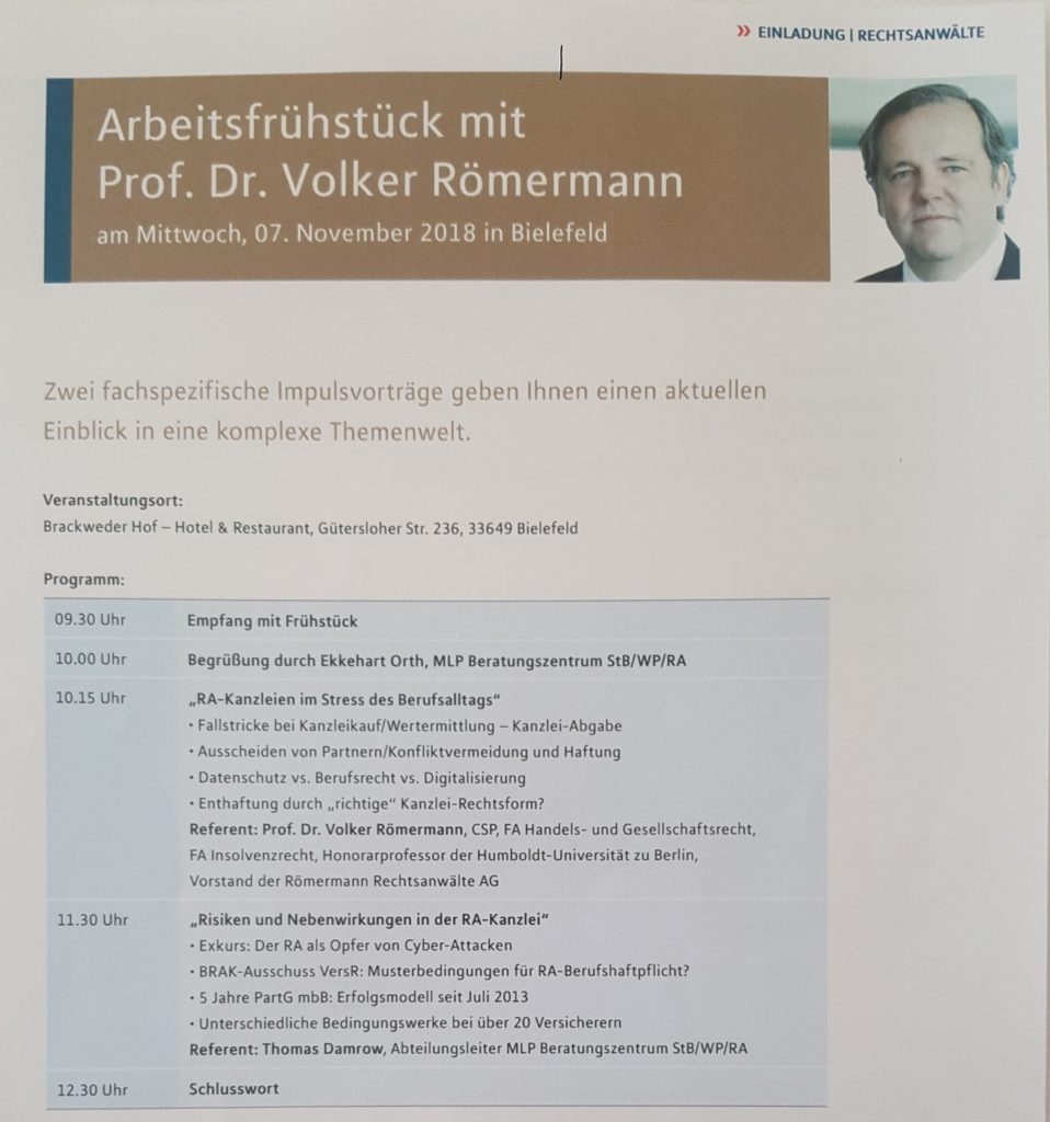 Arbeitsfrühstück mit Prof. Dr. Volker Römermann - Bernd Brinkmann ...